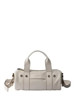 Prada Leather Top-Handle Bag Chalk White