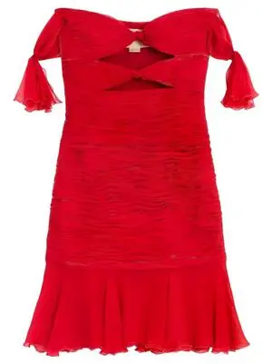 Valentino Garavani Flounce Chiffon Mini Dress - Red