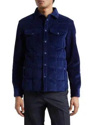 Moncler Gelt Quilted Corduroy Shirt Jacket Dark Electric Blue