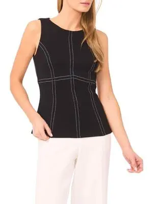 Halogen Jewel Neck Ponte Tank - Rich Black