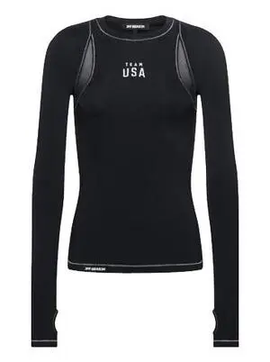 OFF SEASON Team Usa Long Sleeve T-shirt With Thumbholes - Black