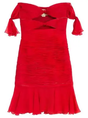 Valentino Garavani Flounce Chiffon Mini Dress - Red