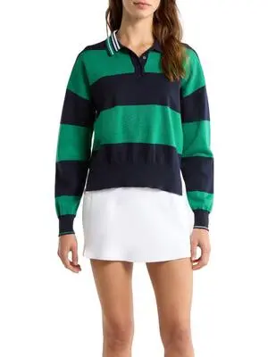 G/fore Stripe Merino Wool Rugby Sweater - Twilight/dark Clover