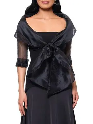 Betsy & Adam Organza Wrap Jacket - Black