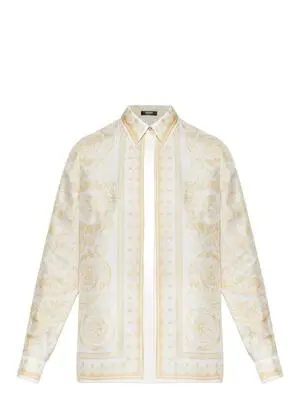 Versace Barocco Print Silk Shirt - Gold