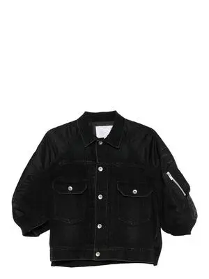 Sacai Nylon And Denim Jacket - Black