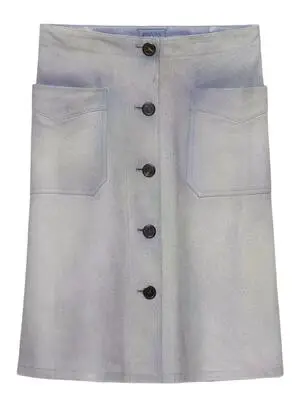 Prada Suede Button-up Patch Pocket Skirt - Blue