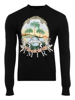 Amiri Cherub Palm Tree Crew - Black