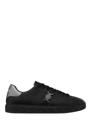 Versace Greca Leather Sneakers - Black