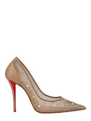 CHRISTIAN LOUBOUTIN Follies Strass 100 Heeled Courts - Version Blush/lin Bl