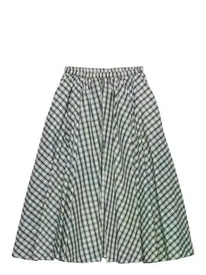 Prada Full Checked Chambray Skirt - Blue