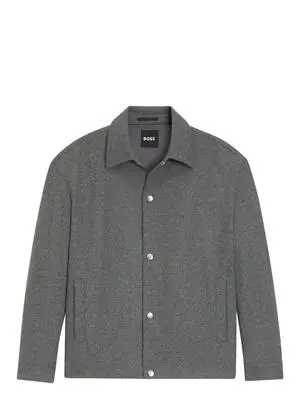 BOSS Relaxed-fit Overshirt In Brushed Stretch Flannel - Grey