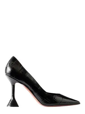 Amina Muaddi Ami Croc-effect Leather Pumps - Black