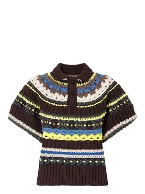 Sacai Striped Knitted Polo Shirt - Multi