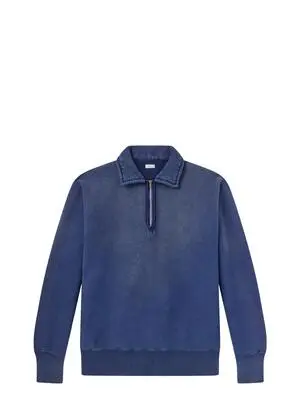 A.PRESSE Half-zip Cotton-jersey Sweatshirt - Blue