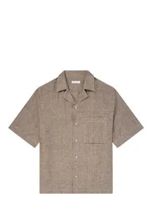 Loro Piana Federico Camp-collar Linen Shirt - Brown