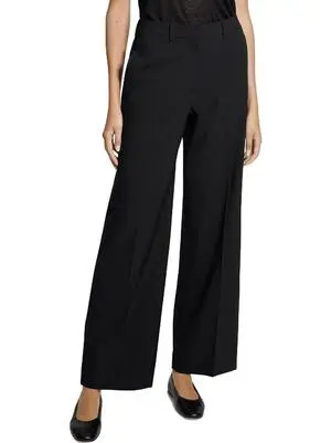 Theory Stretch Wool Wide Leg Pants - Black