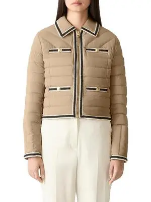 Mackage Petunia Water Repellent Puffer Jacket With Trim Detail - Light Camel