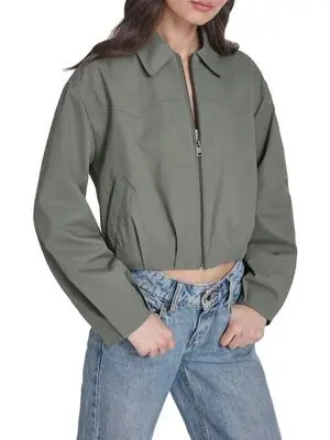 LEVI'S Cropped Bubble Hem Bomber Jacket - Sage