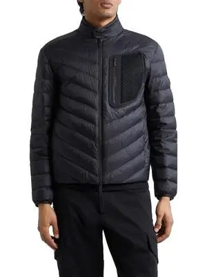Moncler Mackinac Diagonal Quilted Down Moto Jacket - Black