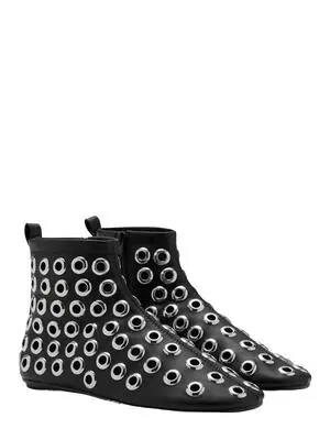 Mango Faux Leather Ankle Boots With Eyelets - Black