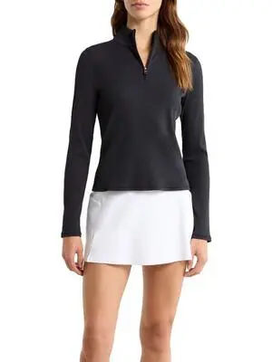G/fore Rib Knit Quarter Zip Top - Onyx