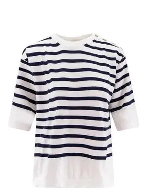 SEMICOUTURE Striped Cotton Sweater - Blue