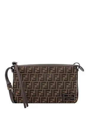 Fendi Ff Jacquard Fabric Crossbody Bag - Brown