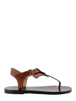 Isabel Marant Joonya Flat Leather Sandals - Brown