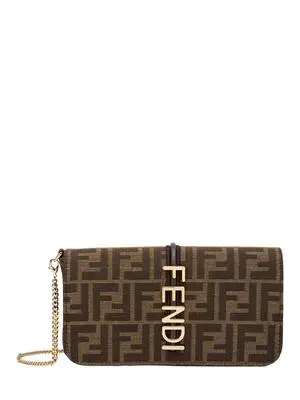 Fendi Wallet On Chain Ff Fabric Crossbody Bag - Brown
