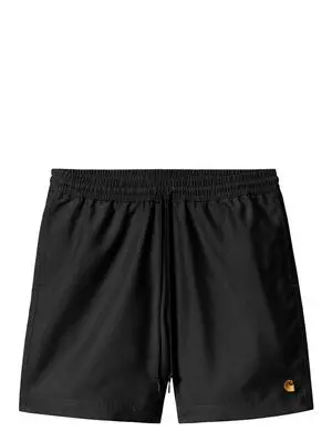 Carhartt Work In Progress Nylon Swim Trunks With Embroidered Logo - Black