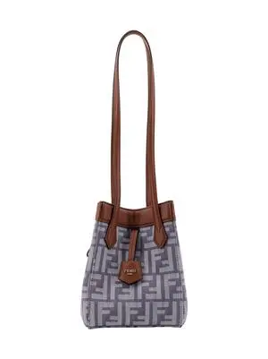 Fendi Origami Mini Ff Jacquard Fabric And Leather Shoulder Bag - Grey