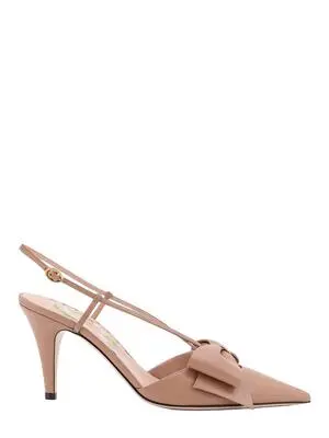 Valentino Garavani Bowow Leather Slingback Decollete - Pink