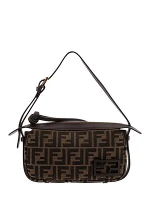 Fendi Ff Jacquard Fabric Shoulder Bag - Brown