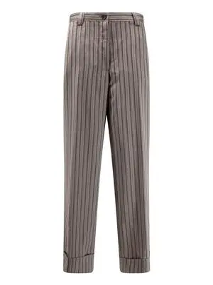 Dries Van Noten Pakora Viscose Striped Trousers - Grey
