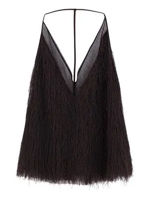 ALYSI Fringed Top - Brown