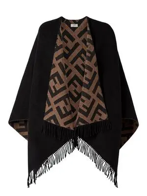 Fendi Cashmere And Wool Poncho - Black