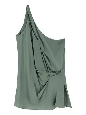 SEMICOUTURE Satin One-shoulder Top - Green