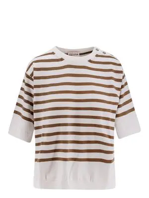 SEMICOUTURE Striped Cotton Sweater - Brown