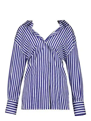 Givenchy Cotton Striped Shirt With Cut-out Detail - Blue