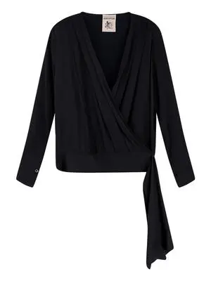 SEMICOUTURE Satin Shirt - Black