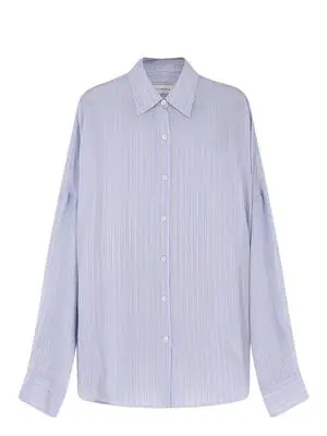 Dries Van Noten Casia Cupro Striped Shirt - Blue