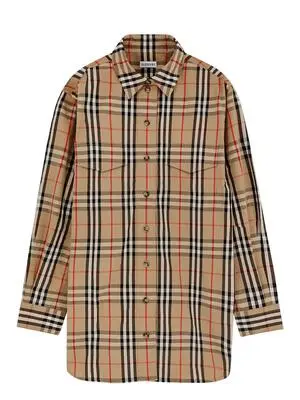 Burberry Cotton Shirt With Check Print - Beige