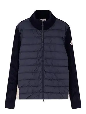 Moncler Padded Jacket With Wool Inserts - Blue