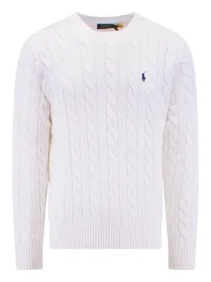 Polo Ralph Lauren Cable Knit Sweater With Embroidery - White
