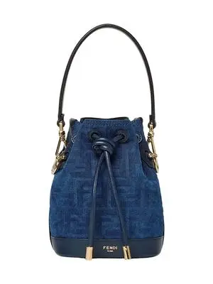 Fendi Mon Tresor Ff Flocked Denim Crossbody Bag - Blue