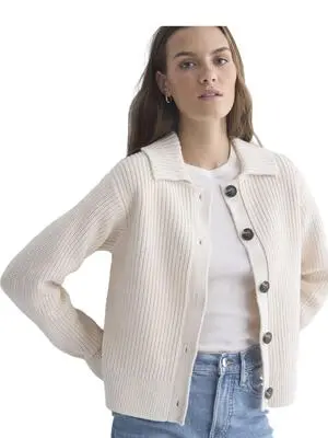 Everlane Shrunken Cotton Cardigan - Canvas