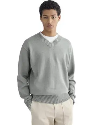 Everlane Relaxed V-neck Everyday Cotton Sweater - Heathered Lilypad