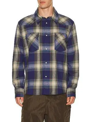 Visvim Four Corners Check Long Sleeve Shirt - Blue