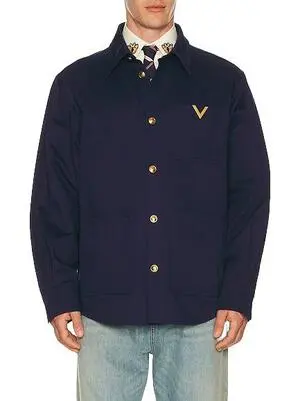 Valentino Garavani Classic Cotton Gabardine Jacket - Blue